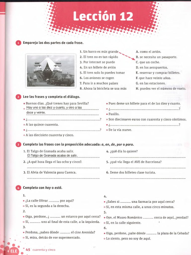 Ele Actual A2 (Cuaderno de Ejercicios) - 43-45 | PDF | Hotel