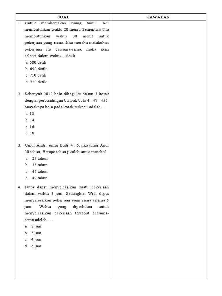 Latihan Soal (Perbandingan) | PDF