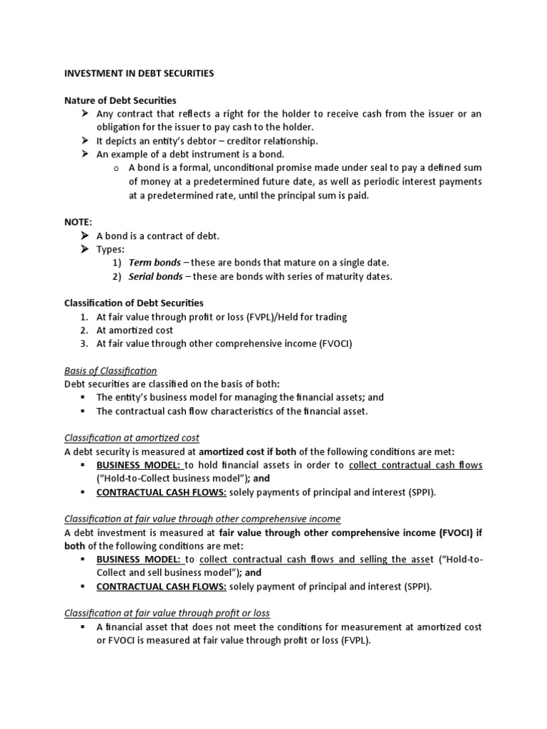 Investment in Debt Securities | PDF | Depreciation | Debt