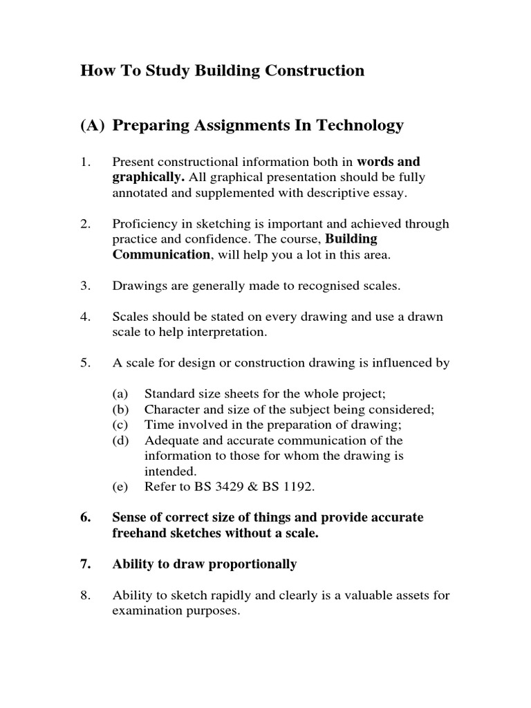 Guideline To Study Building Construction | PDF | Drawing | Communication