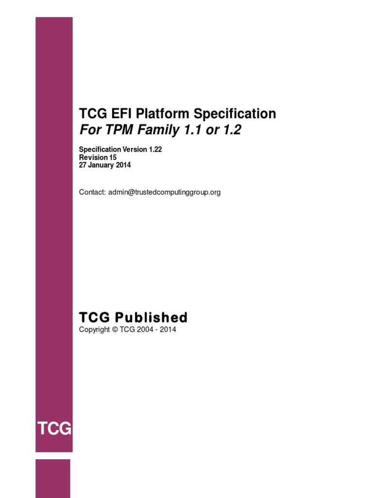 TCG EFI Platform Specification: For TPM Family 1.1 or 1.2 | PDF ...