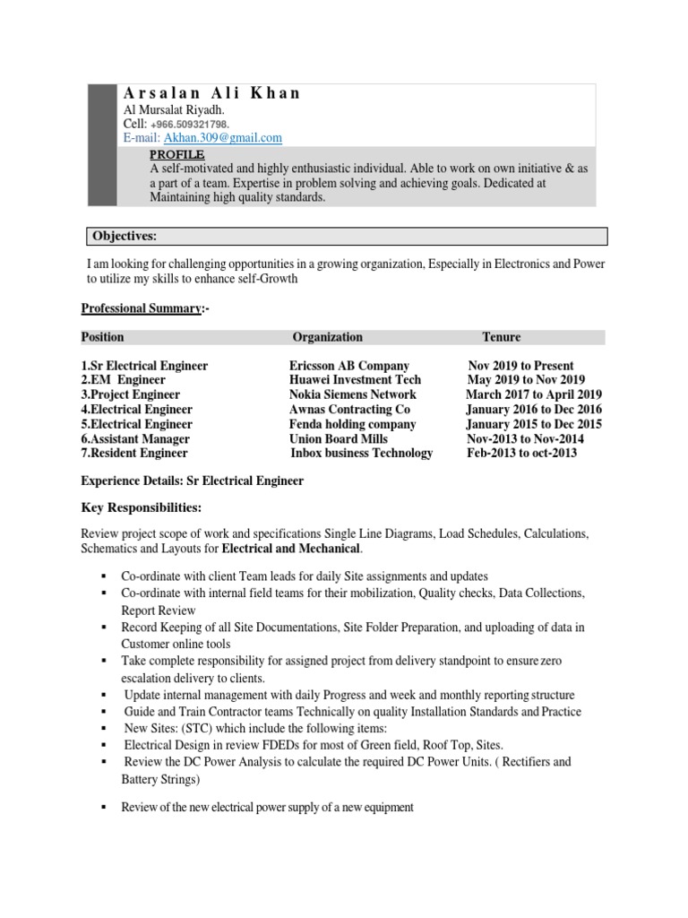 Electrical Design & Implementation Engineer CV Word | PDF | Computer ...