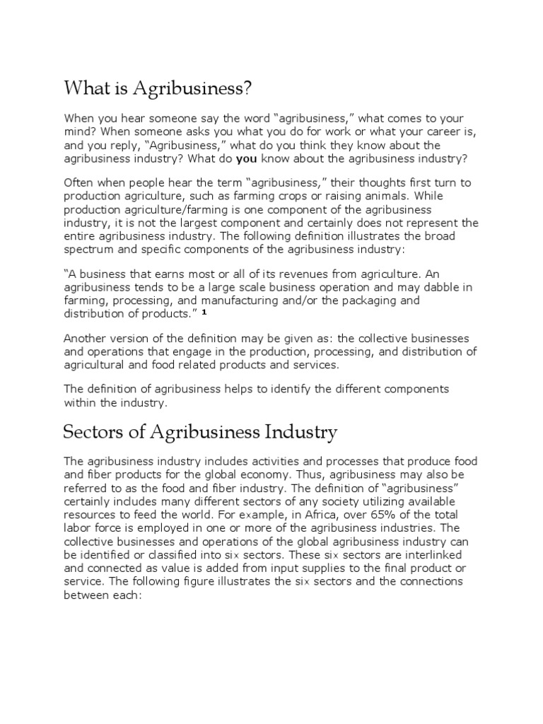 Characteristics of Agribusiness | PDF | Agribusiness | Agriculture