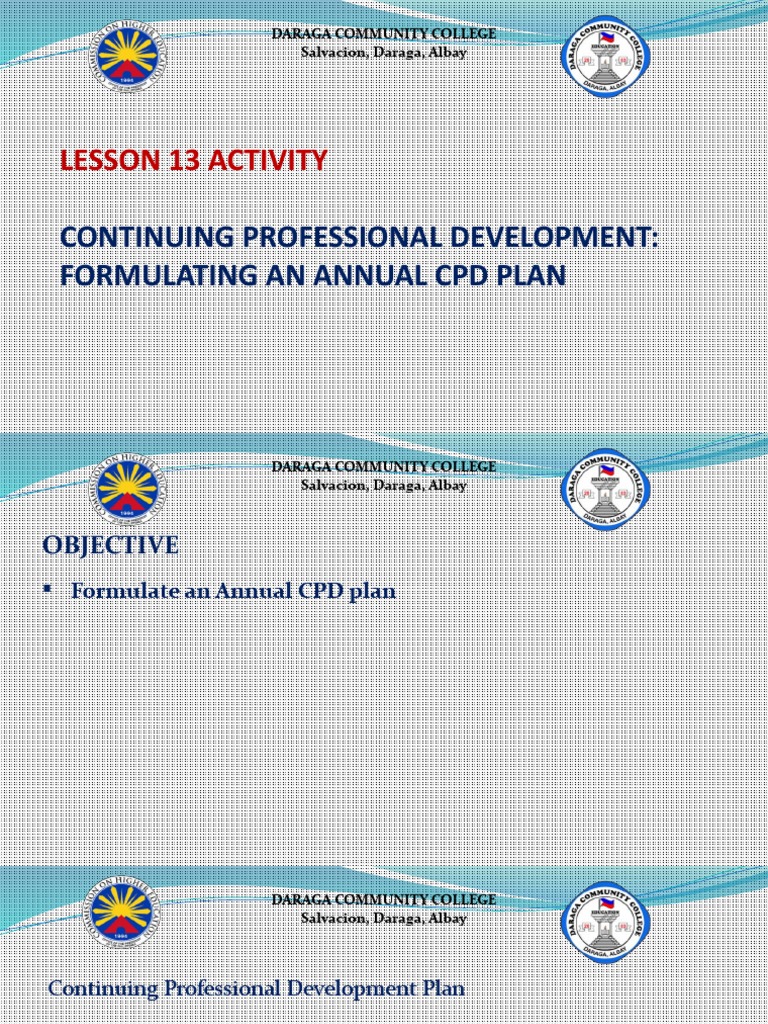 Lesson 13 Activity: Continuing Professional Development: Formulating An ...