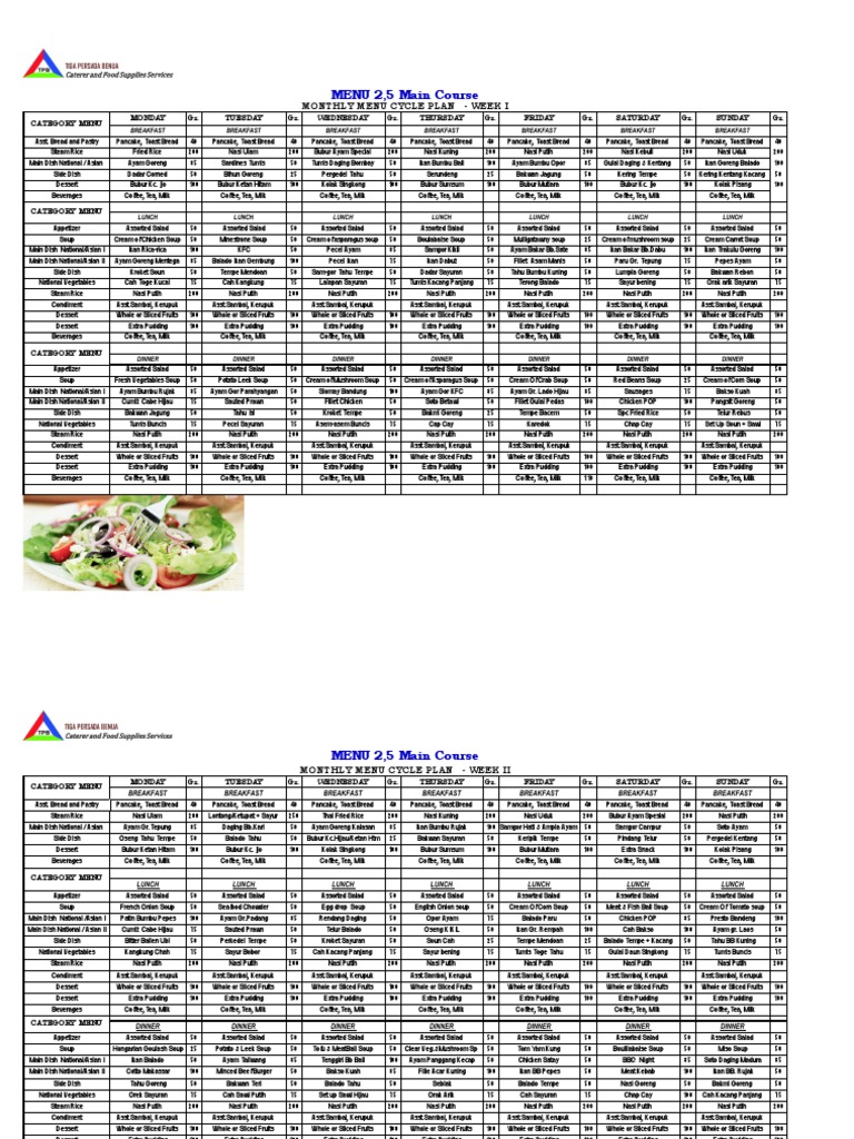 Menu Plan 2.5 Maincourse TPB | PDF
