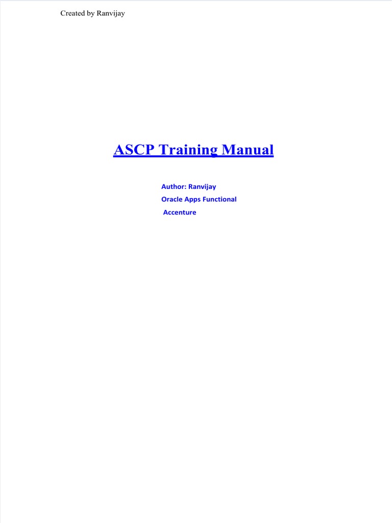 Oracle ASCP Training Manual Guide | PDF | Inventory | Supply Chain