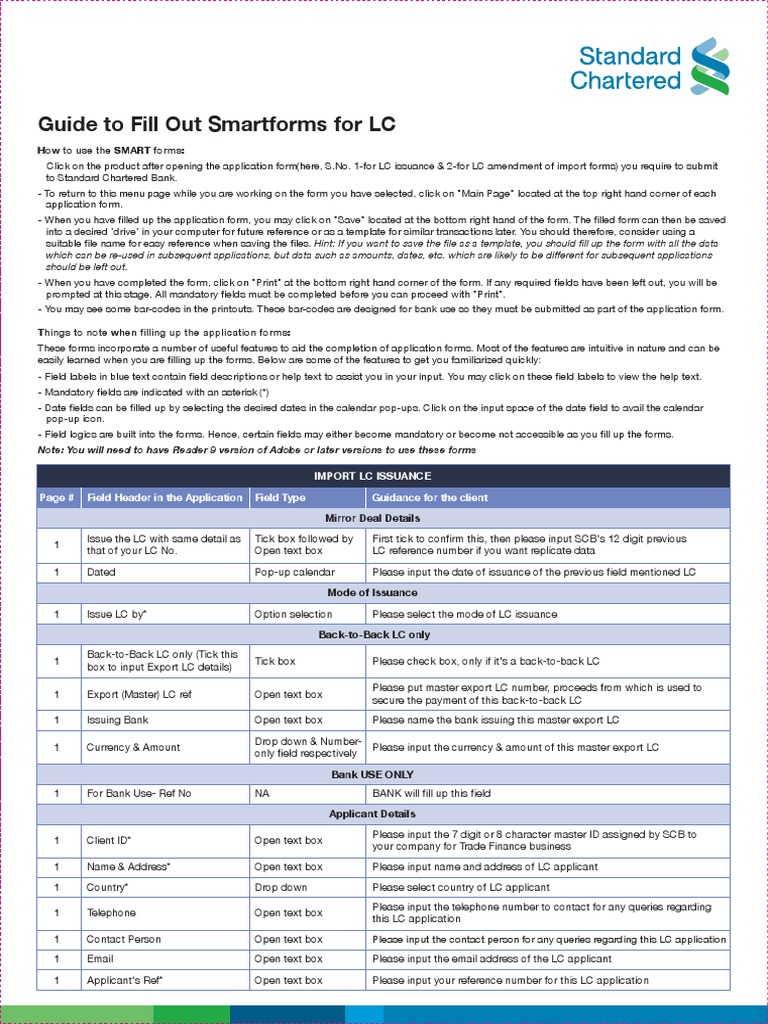 Guide To Fill Out Smartforms For LC: How To Use The SMART Forms | PDF ...
