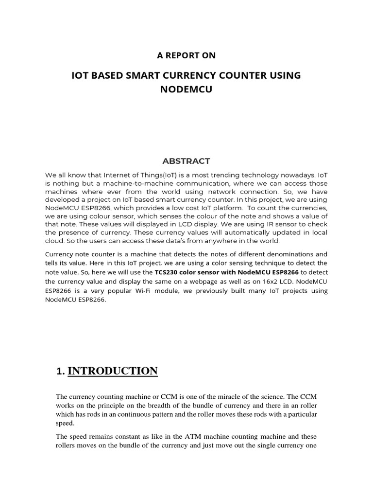 Iot Based Smart Currency Counter Using Nodemcu | PDF | Arduino | Liquid Crystal Display