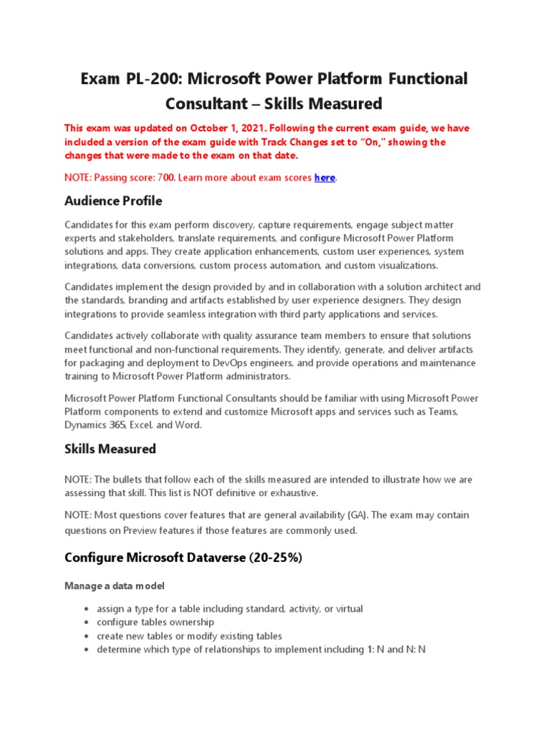 Exam PL 200 Microsoft Power Platform Functional Consultant Skills ...