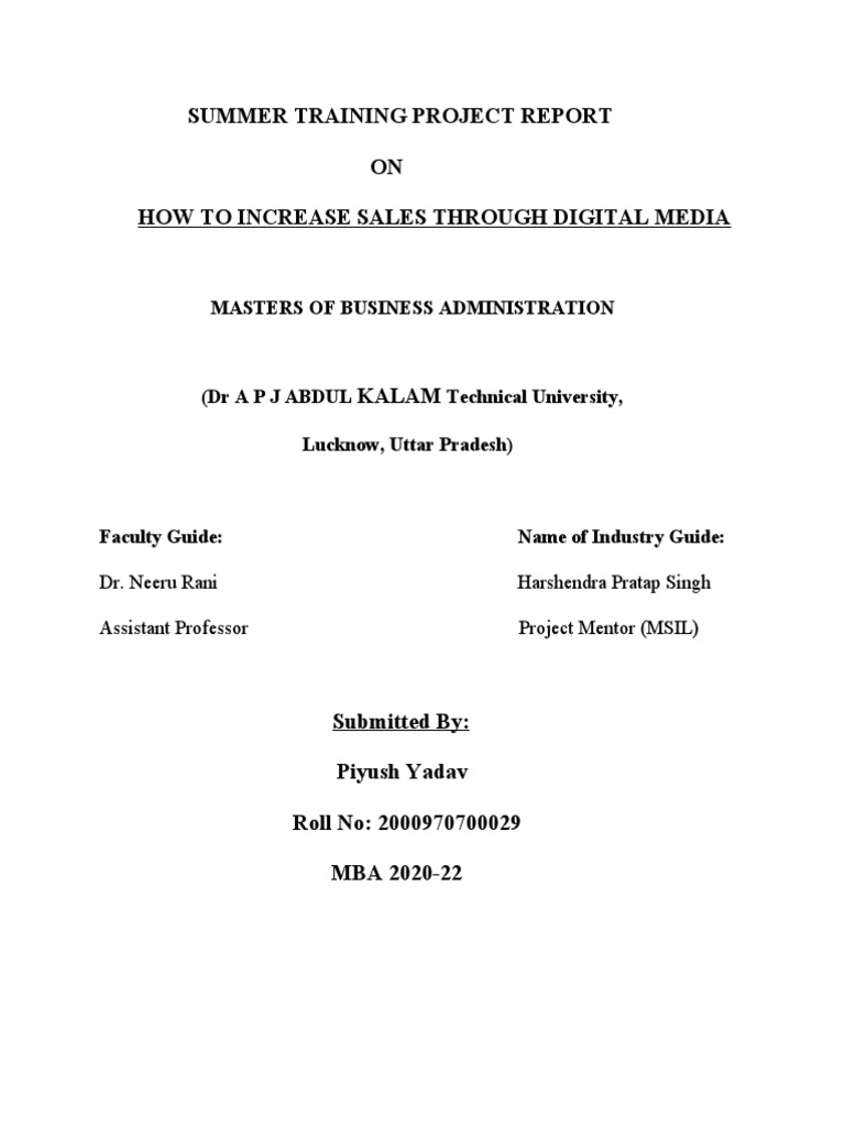 Summer Internship Project Report | PDF | Motor Vehicle | Car