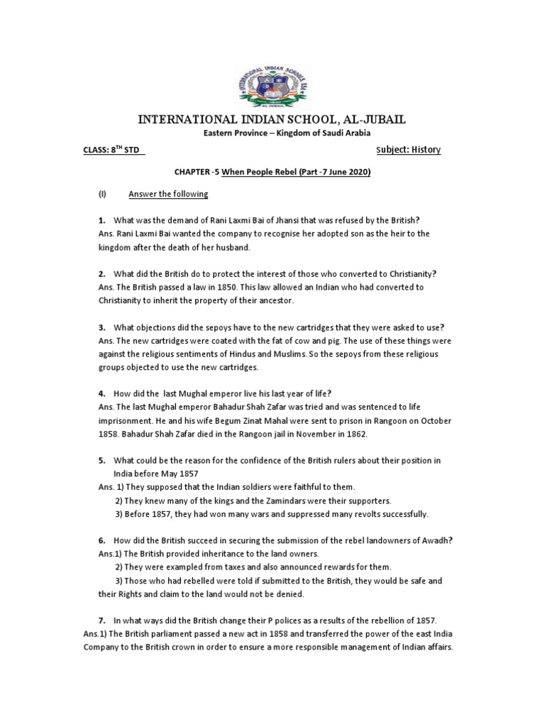 614202014057PM-Class 8 SST Notes-Part 7 | PDF | British Raj