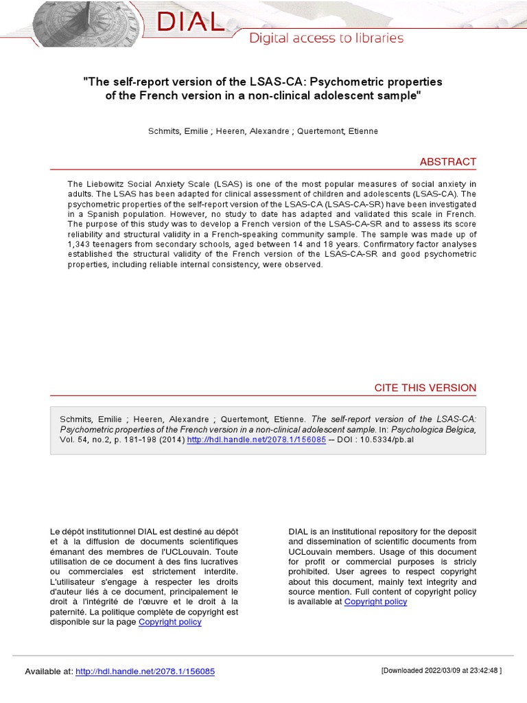 LSAS Child | PDF