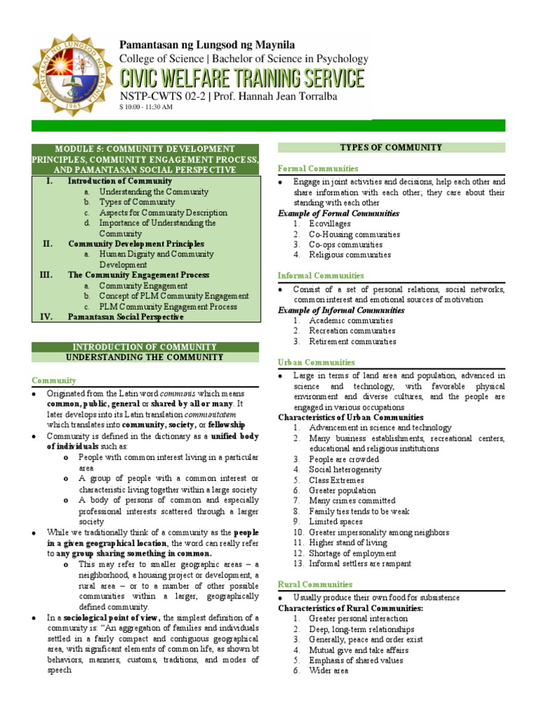 Module 5: Community Development Principles, Community Engagement ...