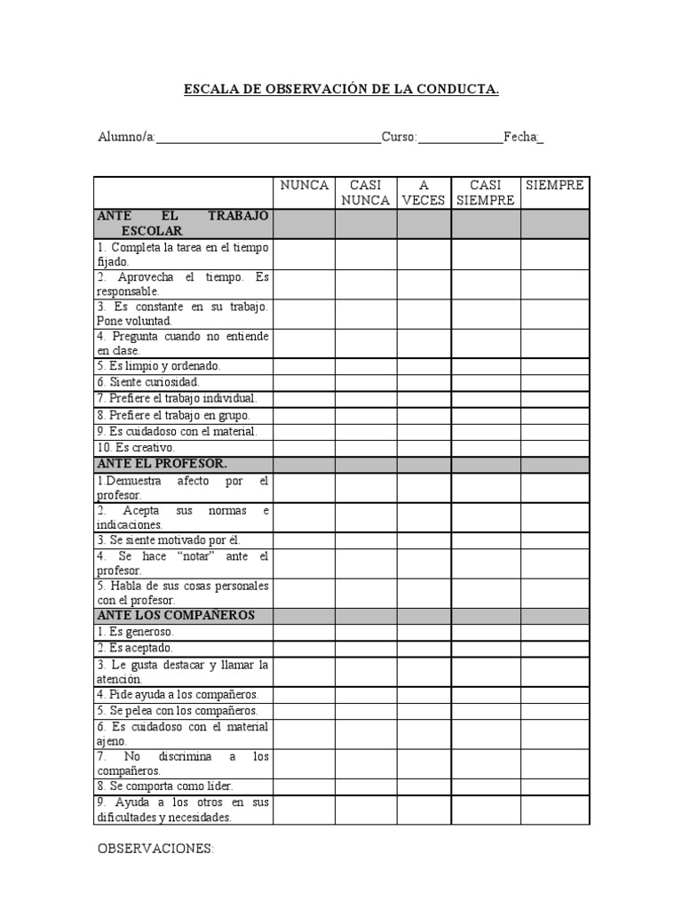 ESCALA DE OBSERVACIÓN DE LA CONDUCTA