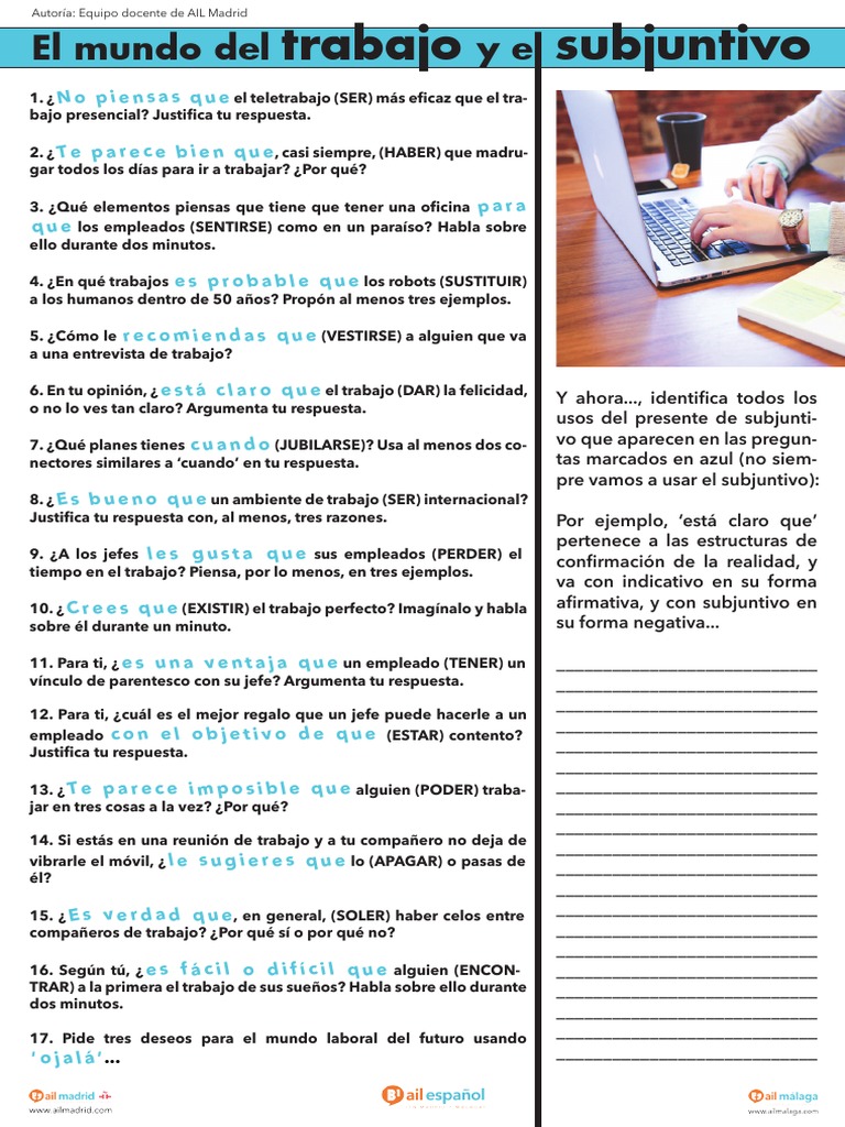 Ejercicio Presente Subjuntivo Usos Espanol b1 | PDF