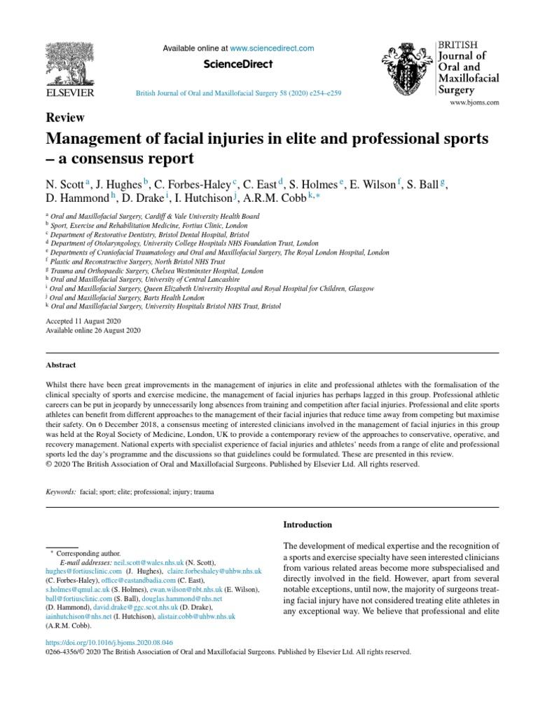 Management of Facial Injuries in Elite and Professional Sports A ...