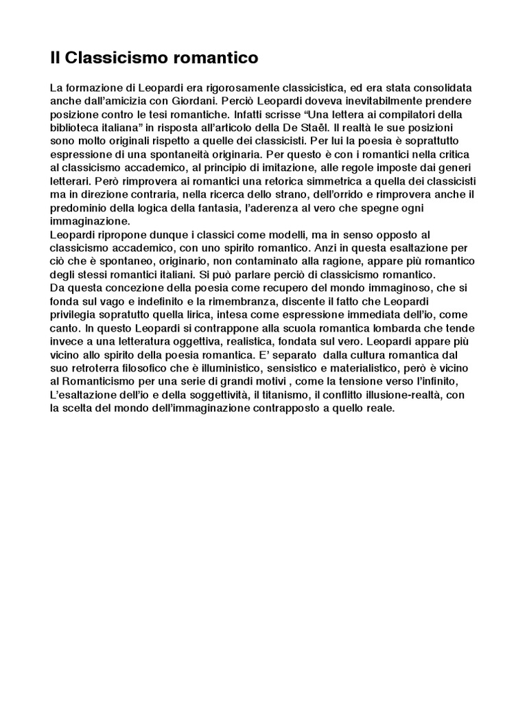 Leopardi 4-Classicismo Europeo | PDF