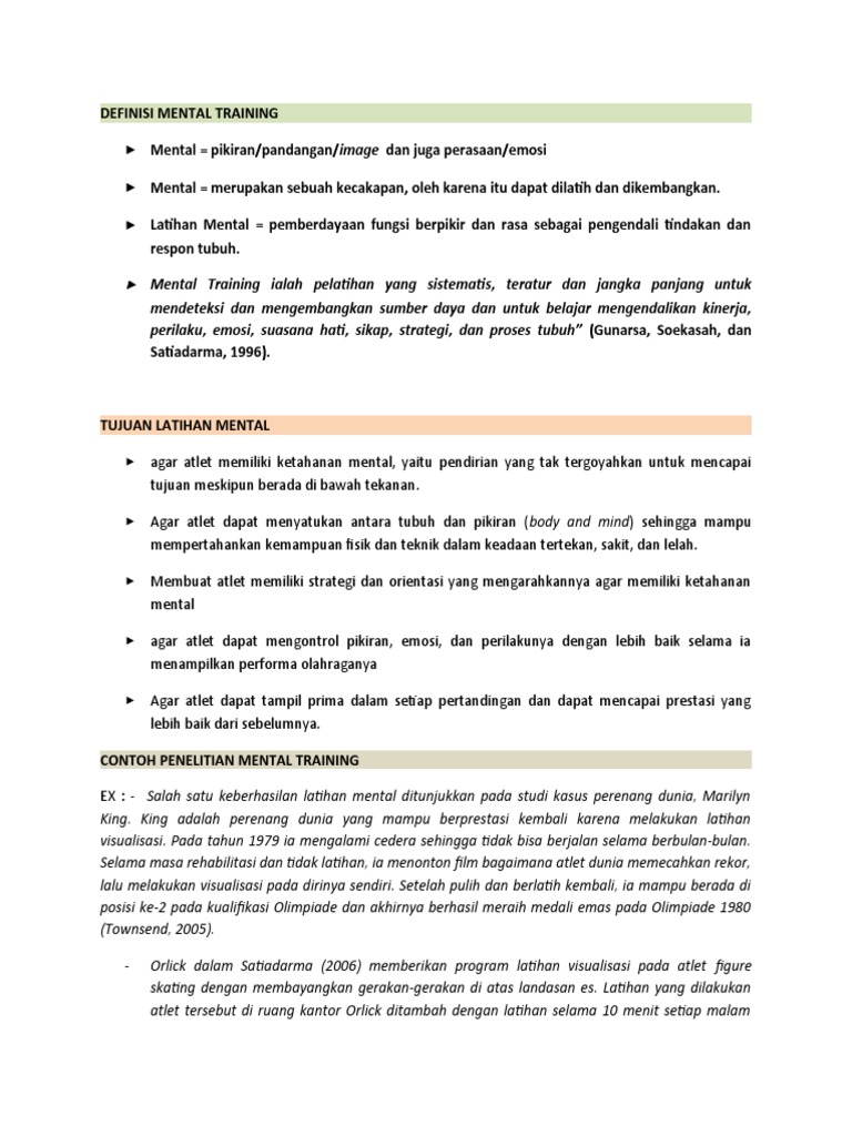 Definisi Mental Training | PDF
