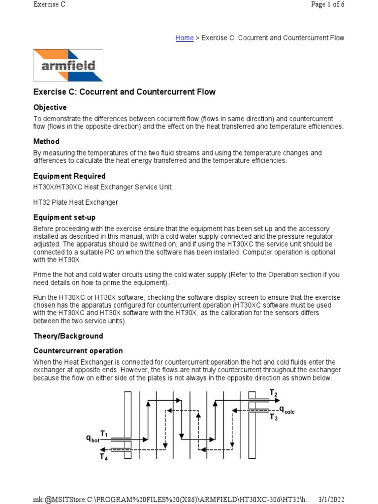 Exercise C: Cocurrent and Countercurrent Flow | PDF | Heat Exchanger ...