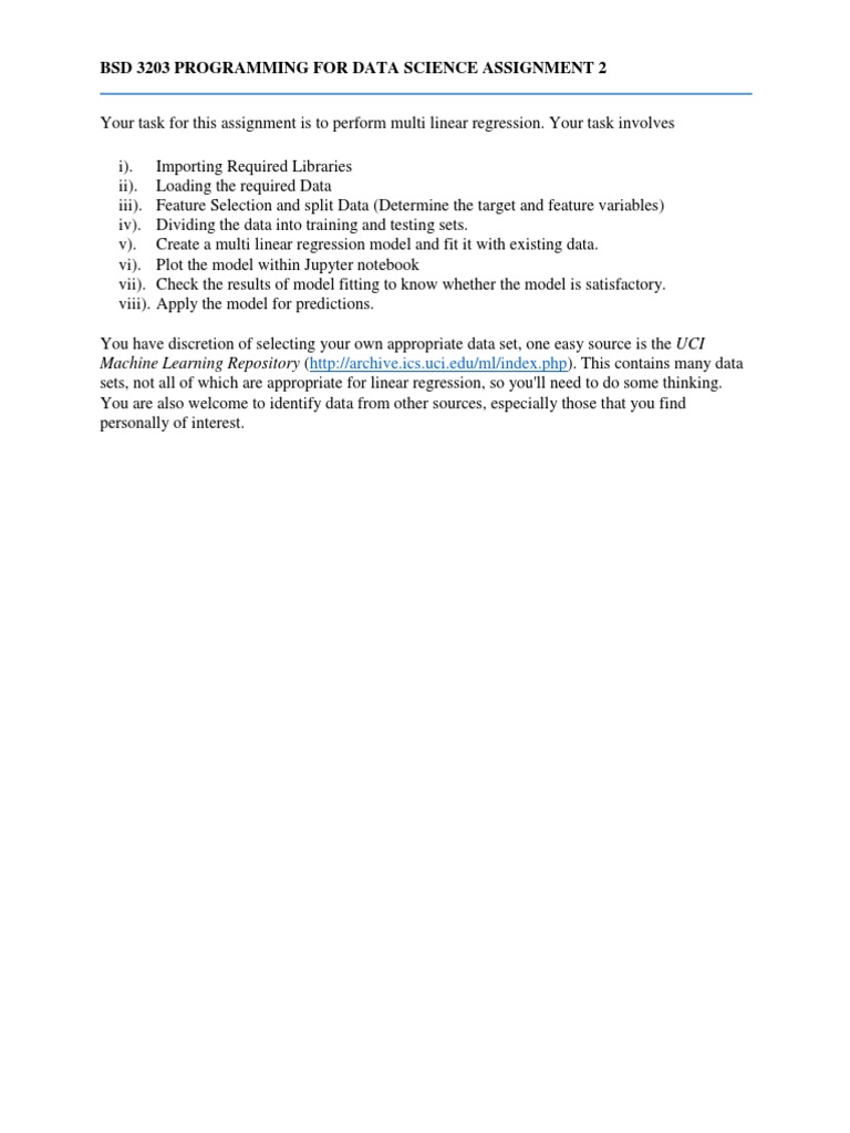 BSD 3203 Programming For Data Science Assignment 2 | PDF | Computers