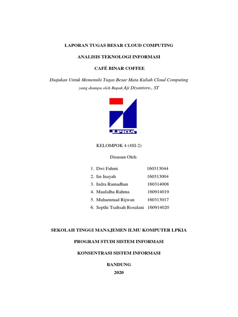 LAPORAN TUGAS BESAR CLOUD COMPUTING - Kelompok 4 - (4SI-02) | PDF