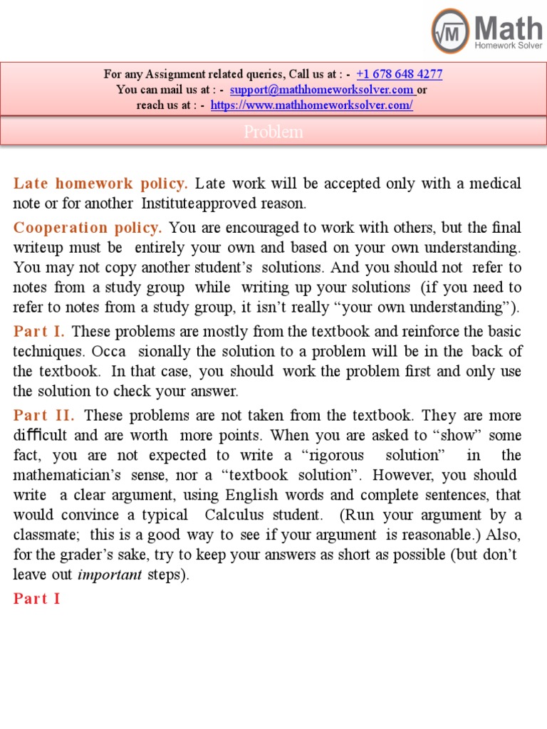Problem: Late Homework Policy. Cooperation Policy | PDF | Equations ...