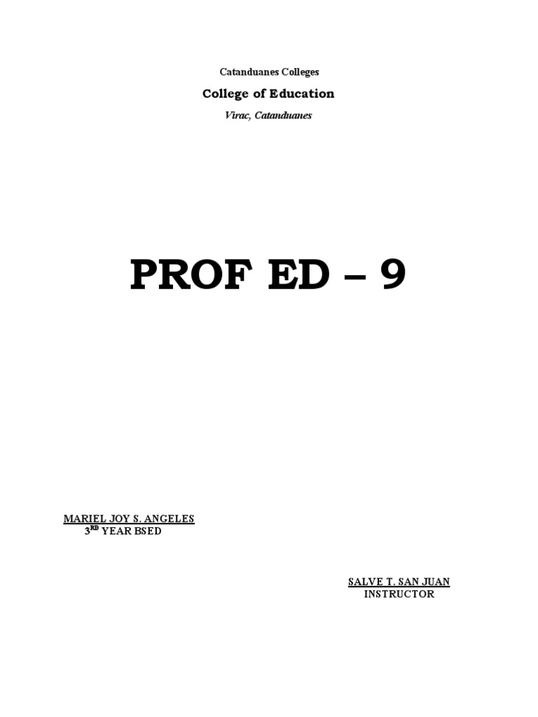 Prof Ed 9 College Of Education Pdf Educational Assessment Learning