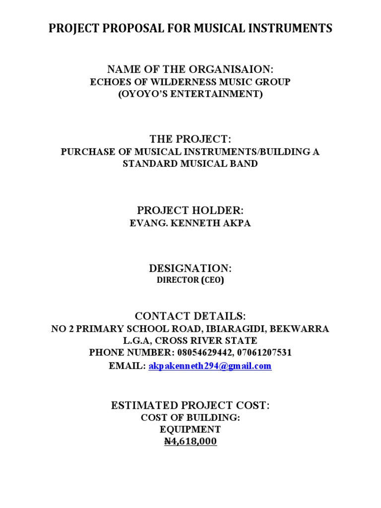 Project Proposal For Musical Instruments | PDF