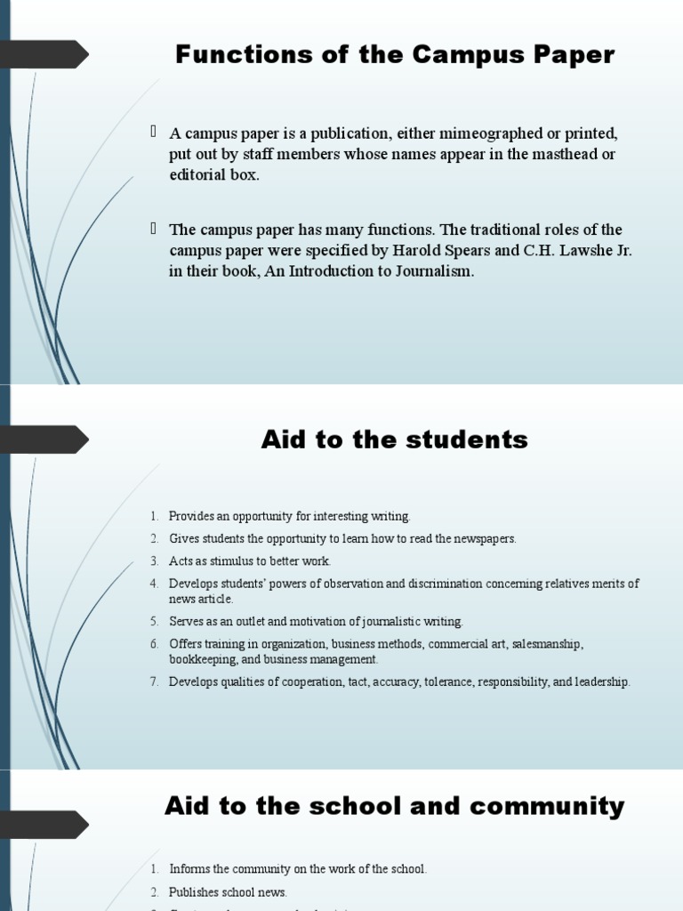 Functions of The Campus Paper | PDF | News | Journalism
