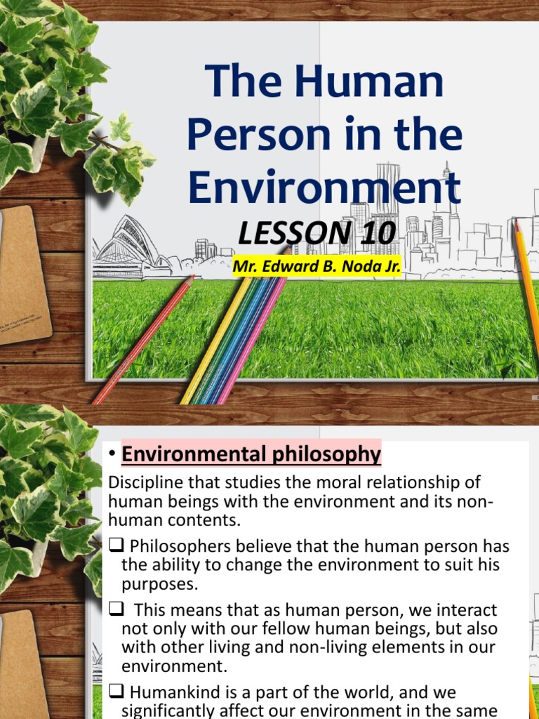 Lesson 10 - The Human Person in The Environment - Hand Outs | Download ...