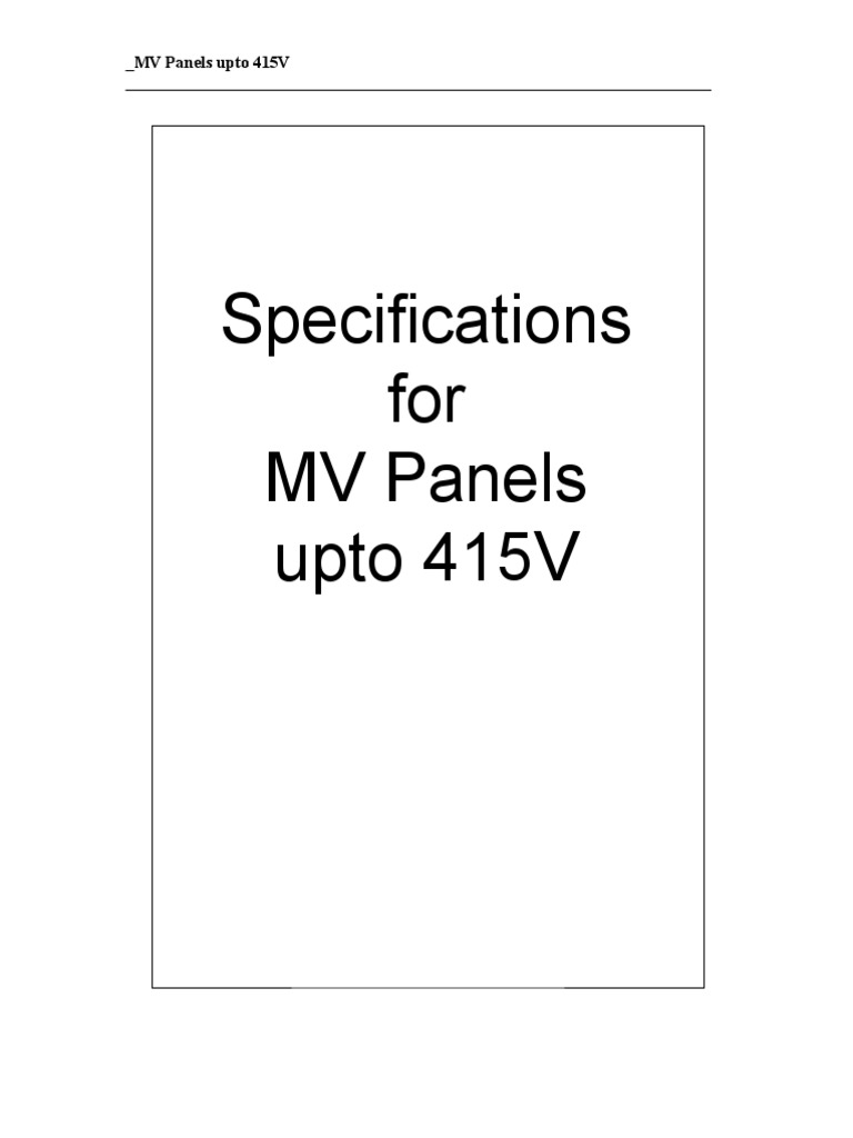 Specifications For MV Panels Upto 415V | PDF | Electrical Wiring ...
