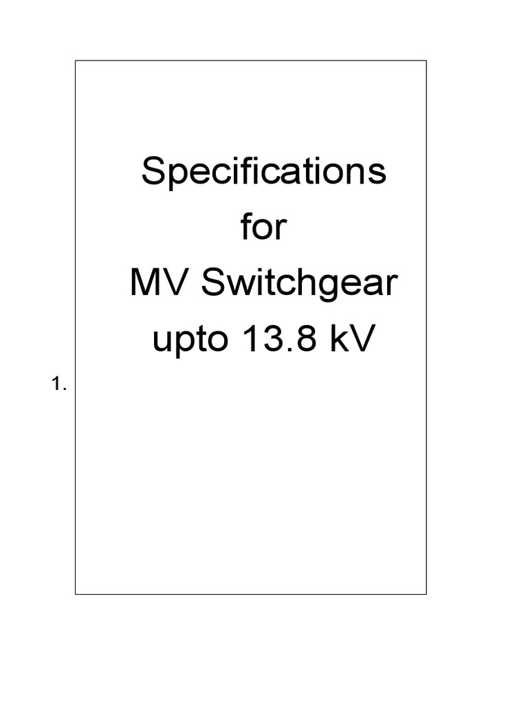 MV Switchgear Specifications | PDF | Technology & Engineering