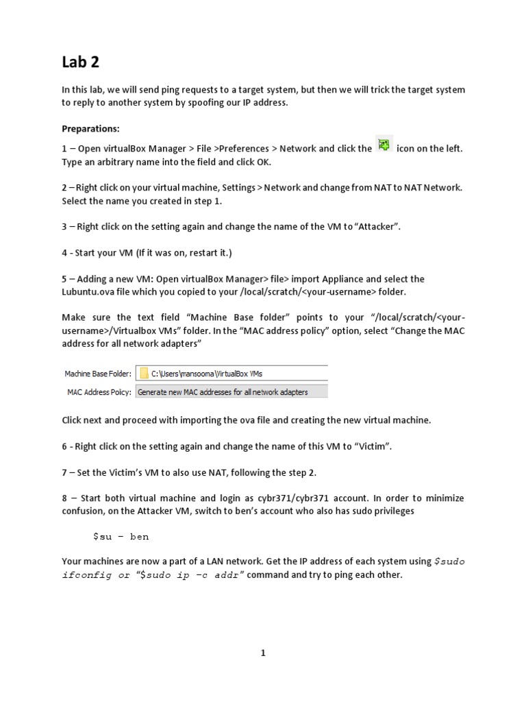 Preparations:: Ifconfig or "$sudo Ip - C Addr " Command and Try To Ping Each Other | PDF ...