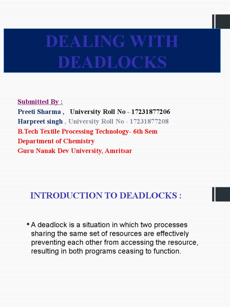 Dealing With Deadlocks PPT Final | PDF | Process (Computing) | Computing