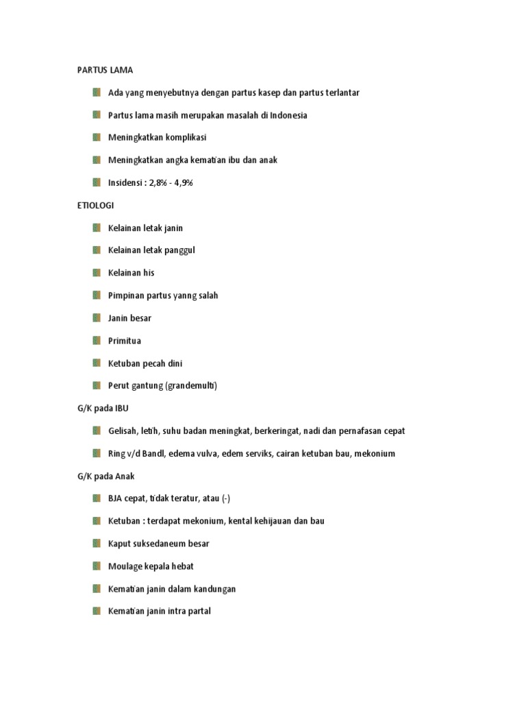 Partus Lama: Masalah dan Penanganan | PDF