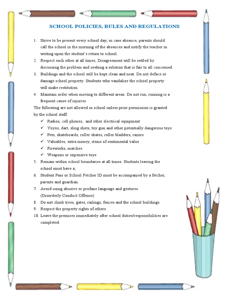 School Policies Rules and Regulations | PDF
