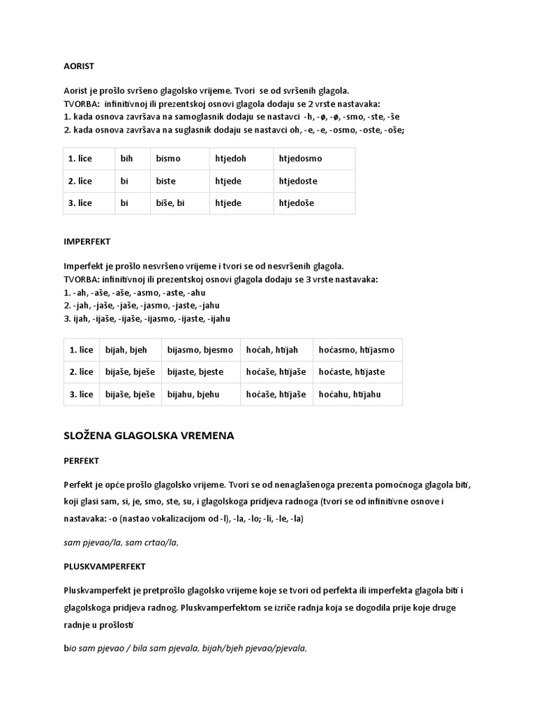 AORIST I IMPERFEKT | PDF