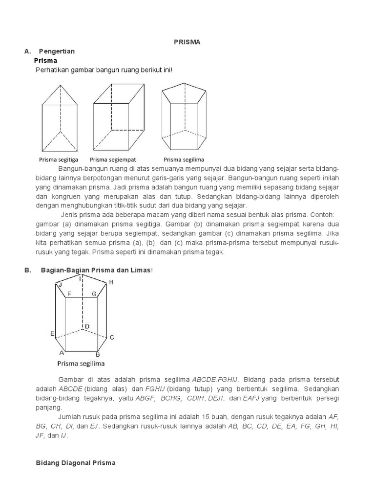 Materi Bangun Ruang Bab Prisma PDF | PDF