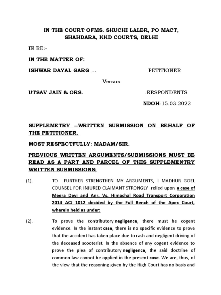 Written Arguments | PDF | Negligence | Legal Liability