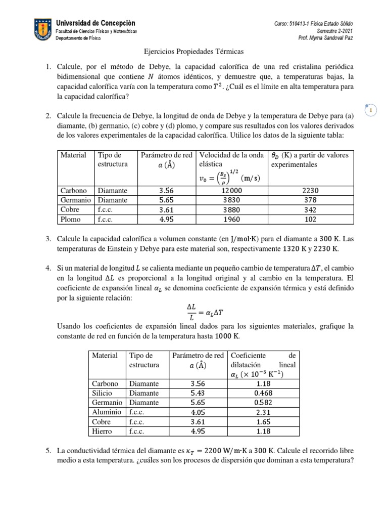 FES - Ejercicios Propiedades Térmicas | PDF | Capacidad calorífica | Temperatura