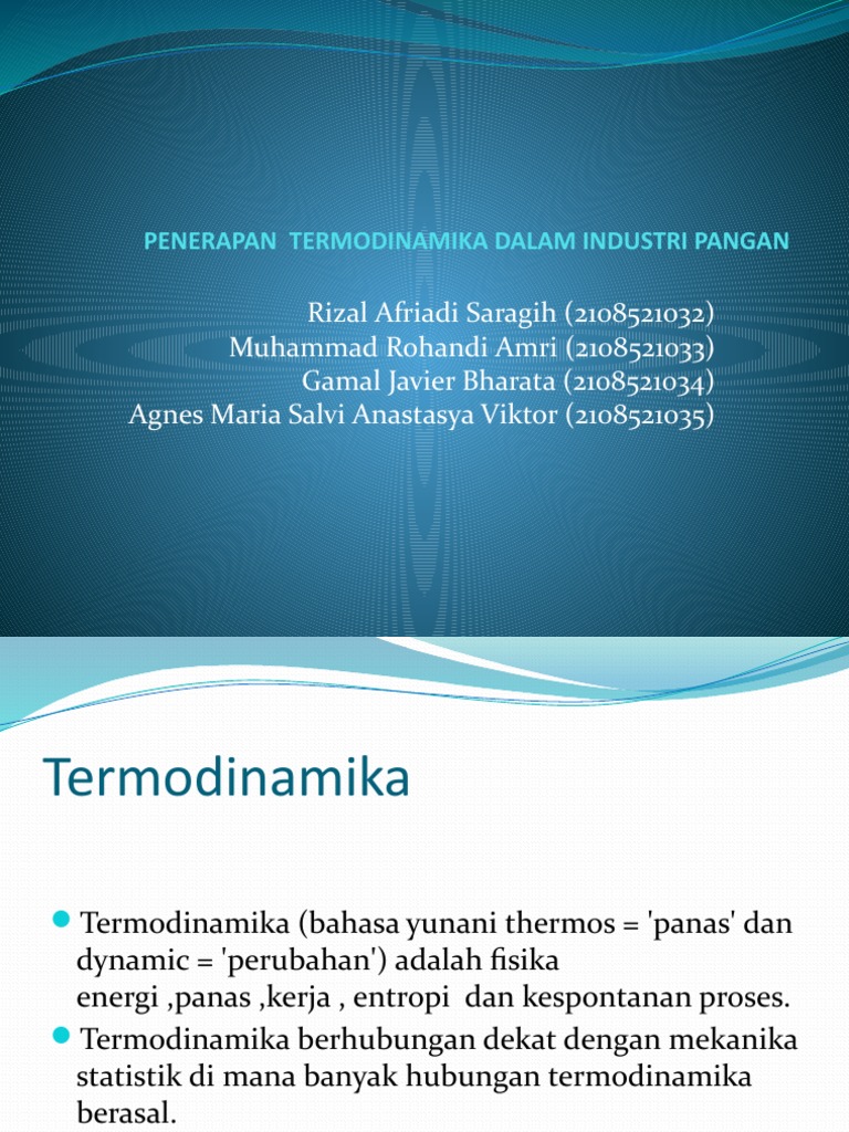 Termodinamika di Industri Pangan | PDF | Teknologi & Rekayasa
