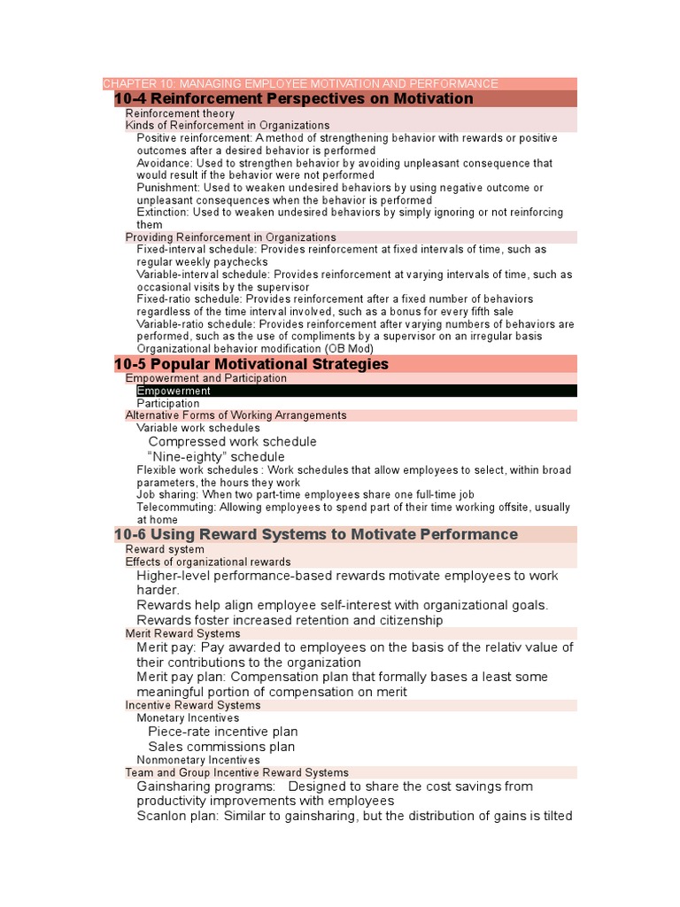 Chapter 10 - Managing Employee Motivation and Performance | PDF ...