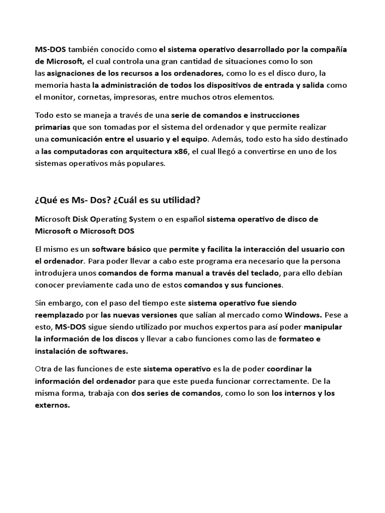 MS Dos Word Document | PDF | Dos | Hardware de la computadora