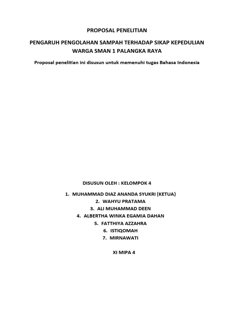 Proposal Penelitian Kel. 4 | PDF