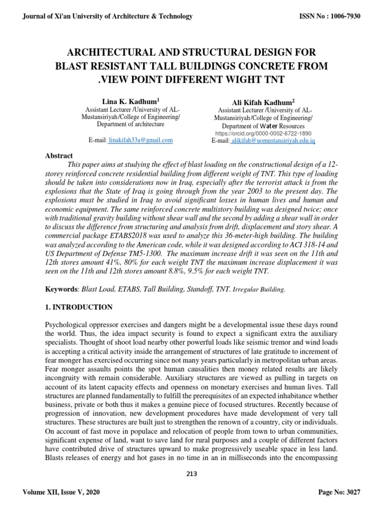 Architectural and Structural Design For Blast Resistant Tall Buildings ...
