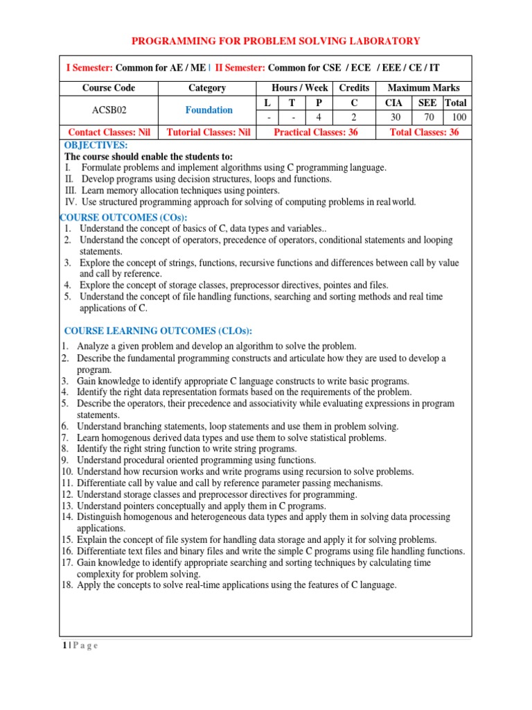 cse-programming-for-problem-solving-laborator-syllabus-pdf-c