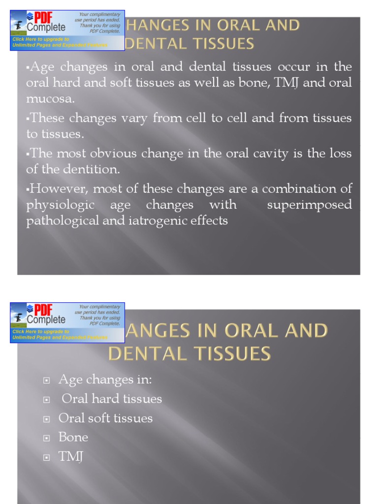 Age-Related Changes in Oral Tissues | PDF | Periodontology | Dentin