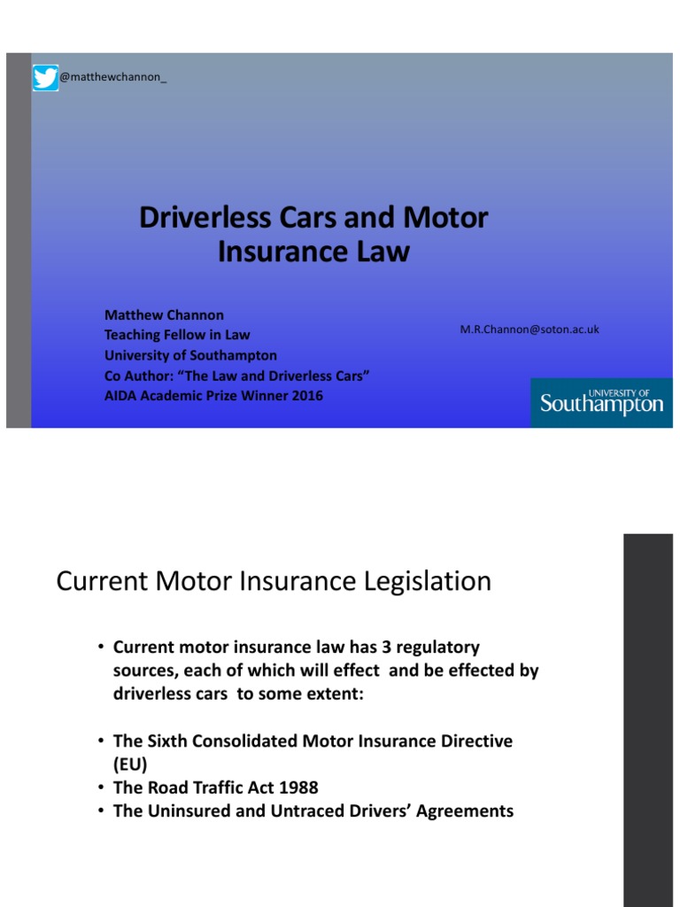 Driverless Cars and Motor Insurance Law | PDF | Vehicle Insurance ...