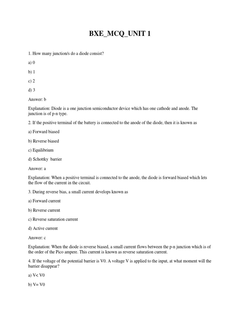BXE U1 (MCQS) 31-05 | PDF | Rectifier | P–N Junction