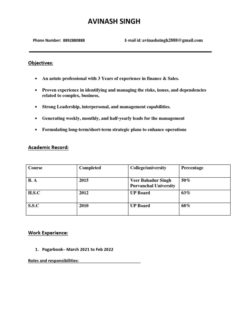 Avinash - Resume Converted Merged PDF | PDF | Sales | Communication